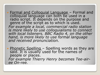 The Conventions of Speech Writing for Radio | PPTX