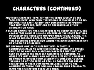 Horror Genre Conventions - Supernatural | PPTX