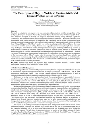 The convergence of mayer’s model and constructivist model towards problem solving in physics ...