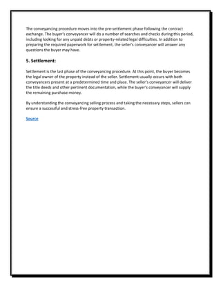 The Conveyancing Selling Process What Every Seller Should Know | PDF