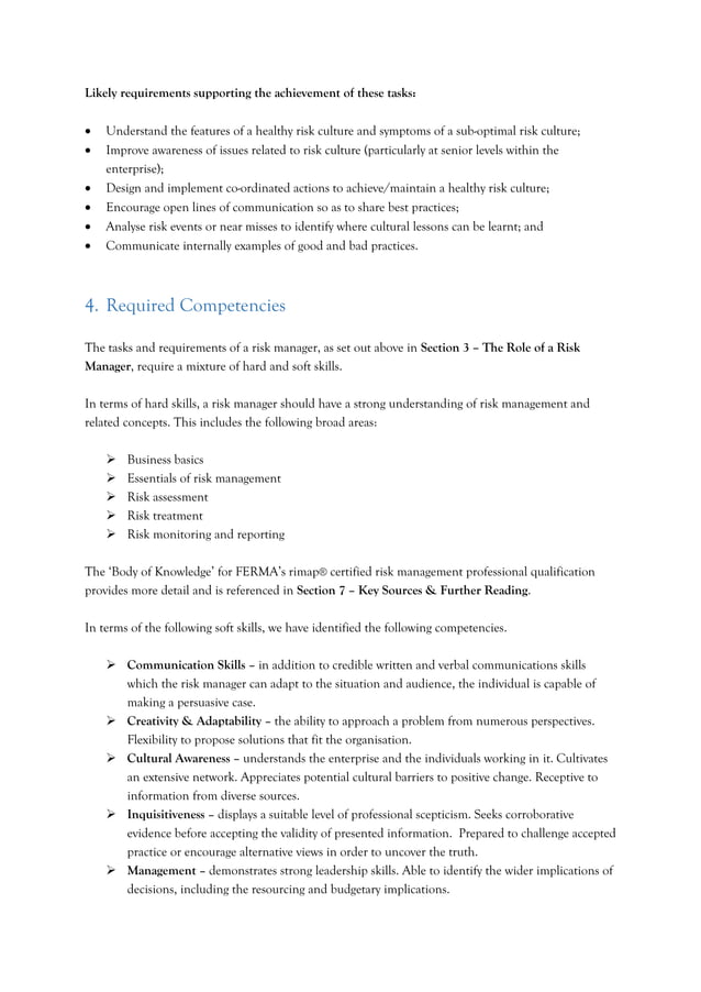 The Core Competencies of a Professional Risk Manager | PDF