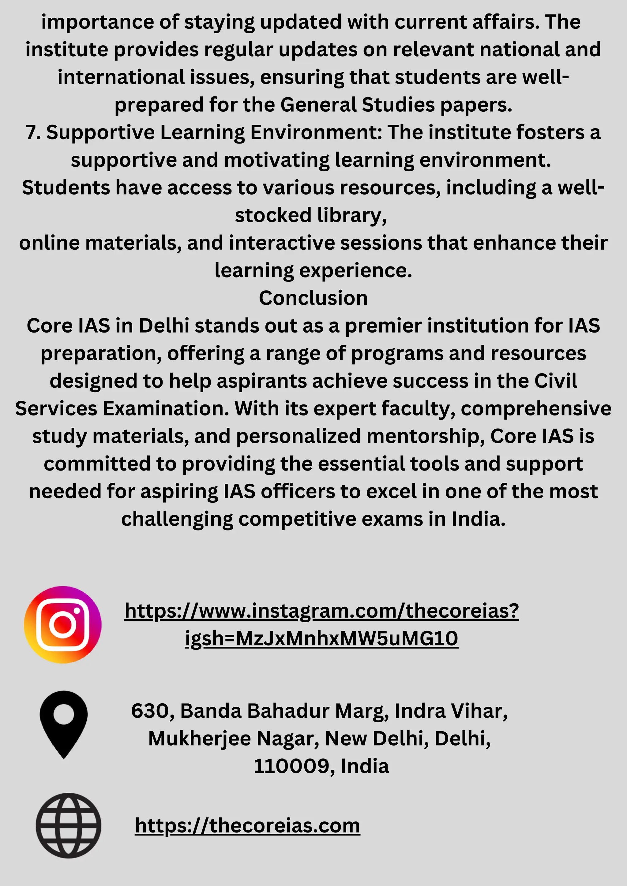 The Core Ias Insitute in Delhi full education for ias | PDF | Free Download