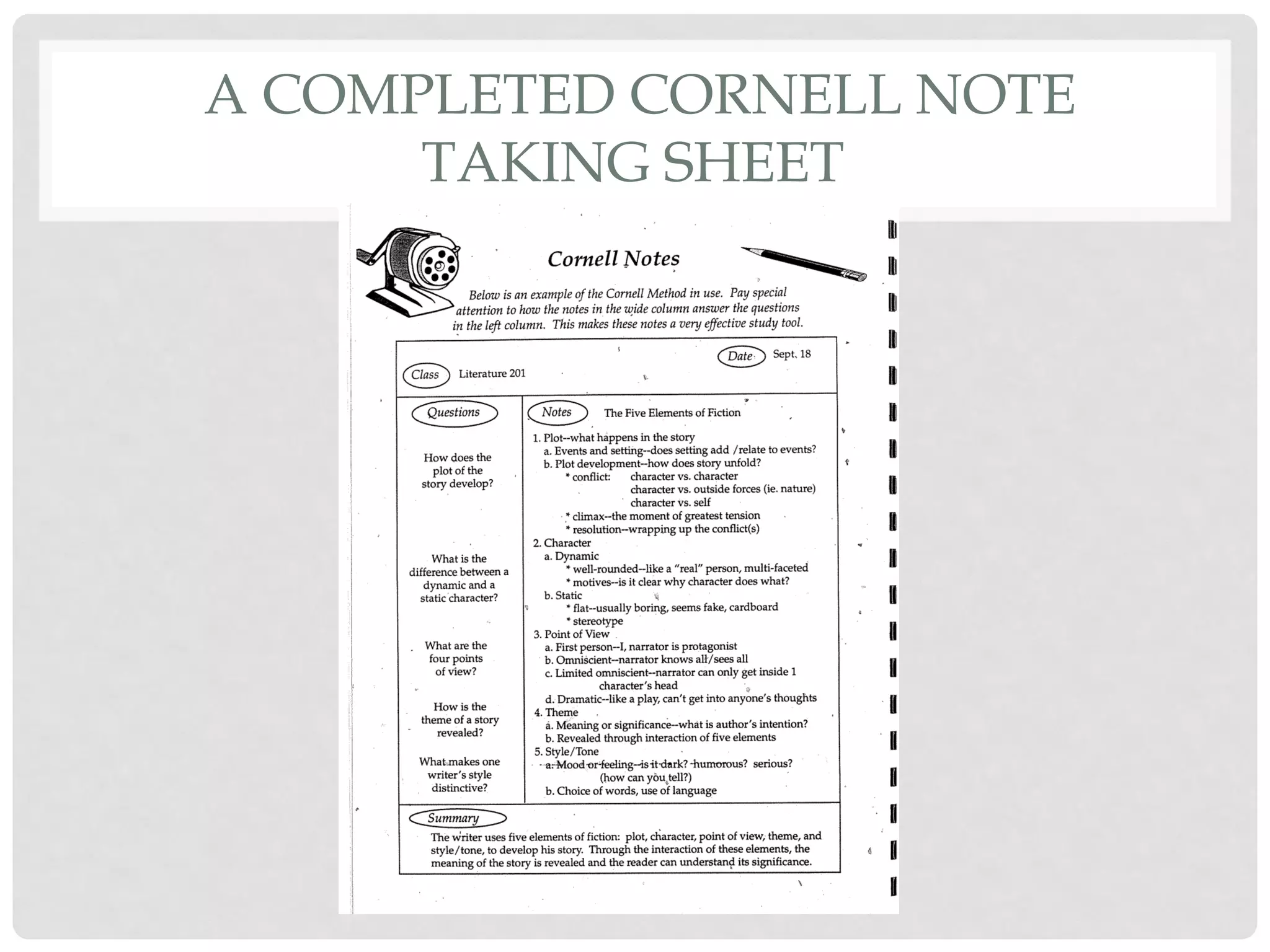 The cornell note taking system | PDF