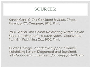 The cornell note taking system | PDF