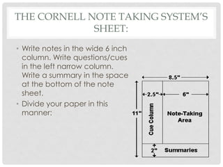 The cornell note taking system | PDF