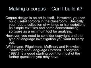 The Corpus In The Classroom | PPT | Education