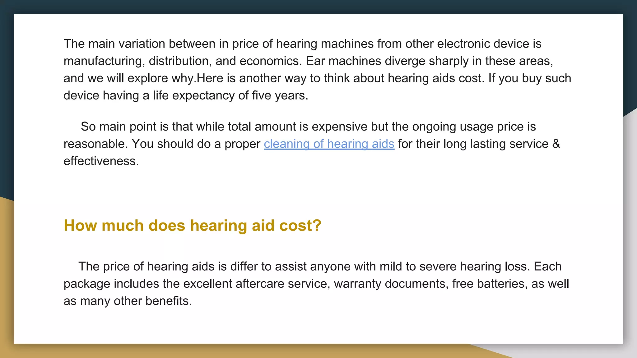 The cost of hearing aids | PPT