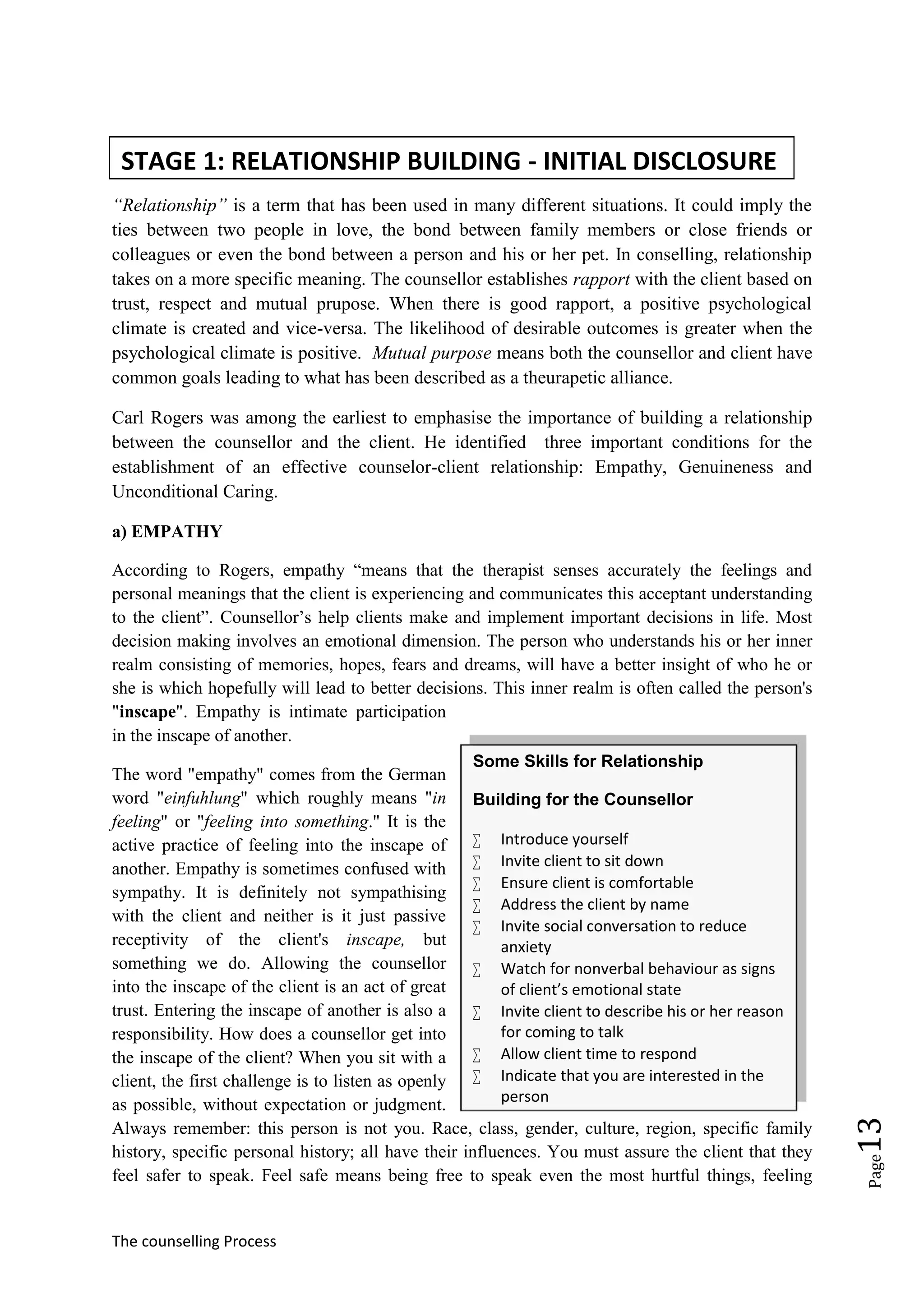 The counselling process; Stages of the counselling process | PDF