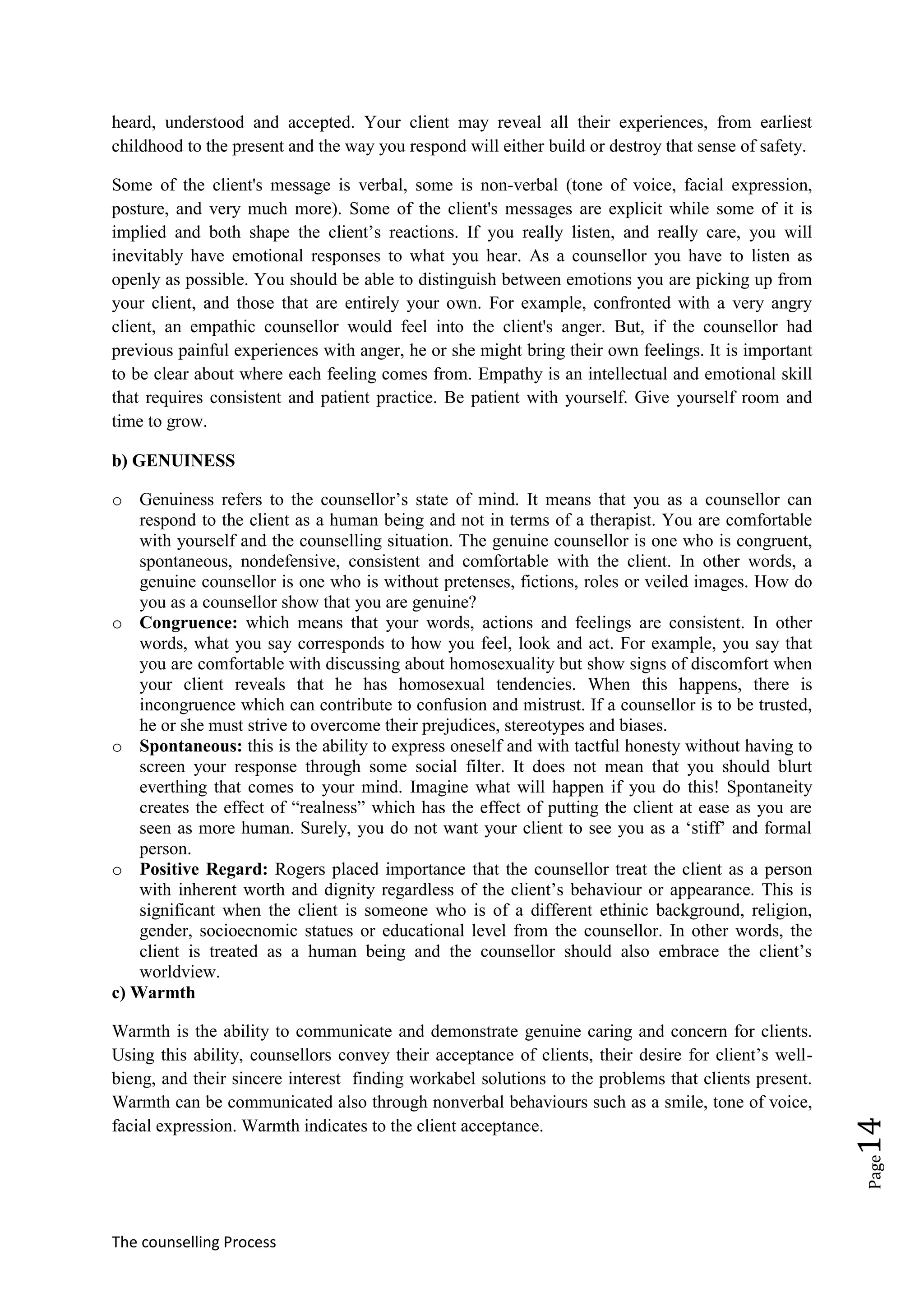 The counselling process; Stages of the counselling process | PDF