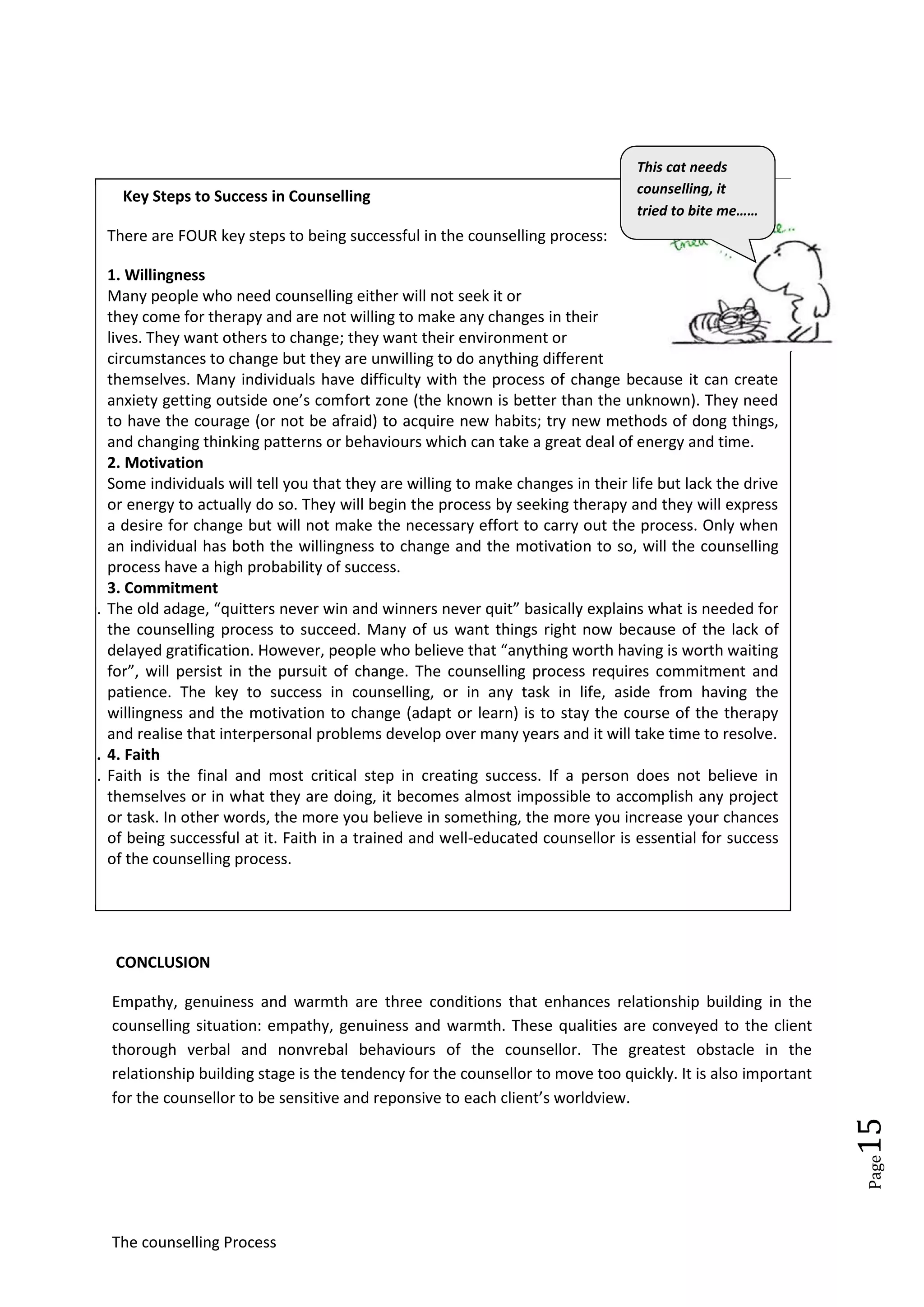 The counselling process; Stages of the counselling process | PDF