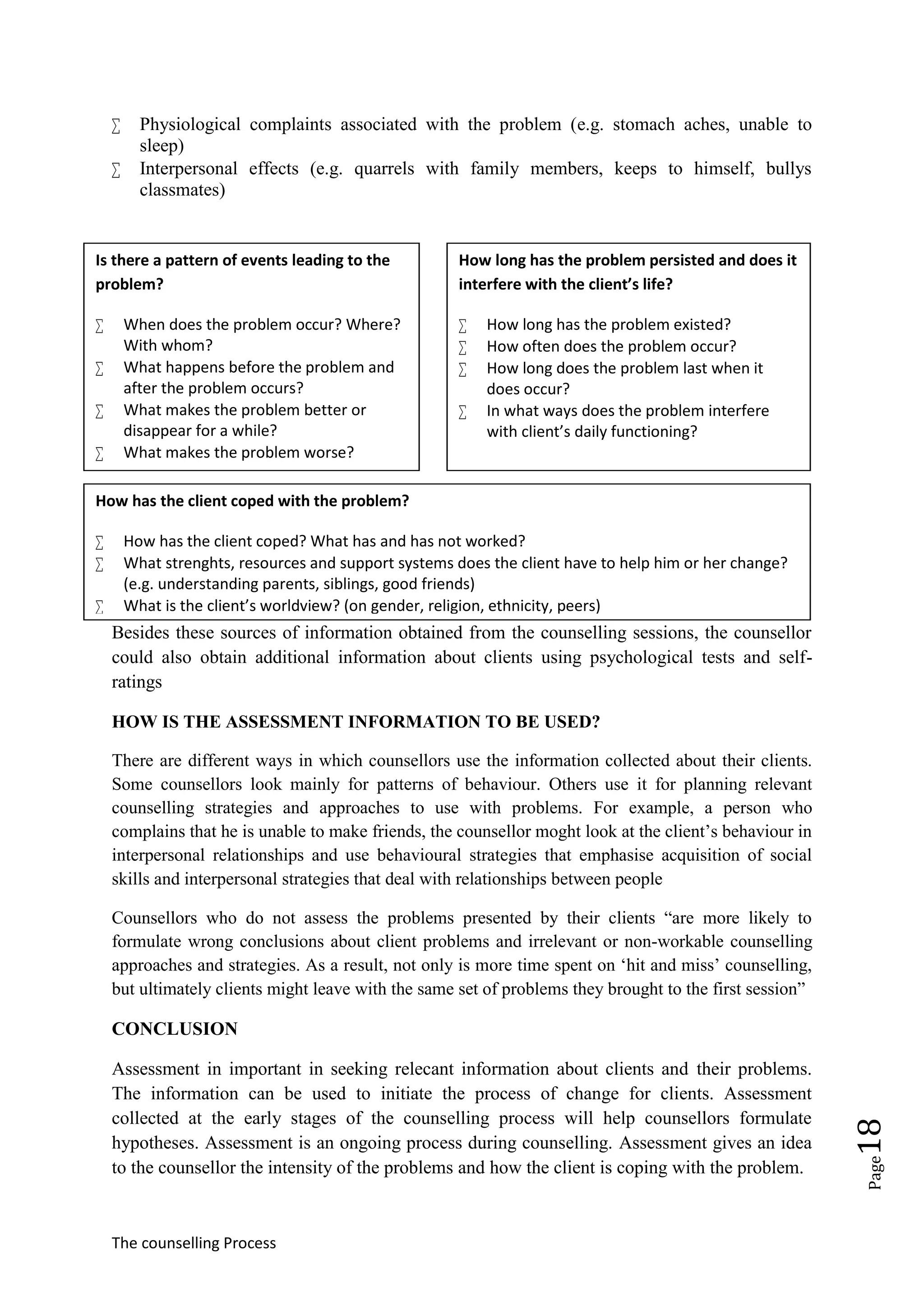 The counselling process; Stages of the counselling process | PDF