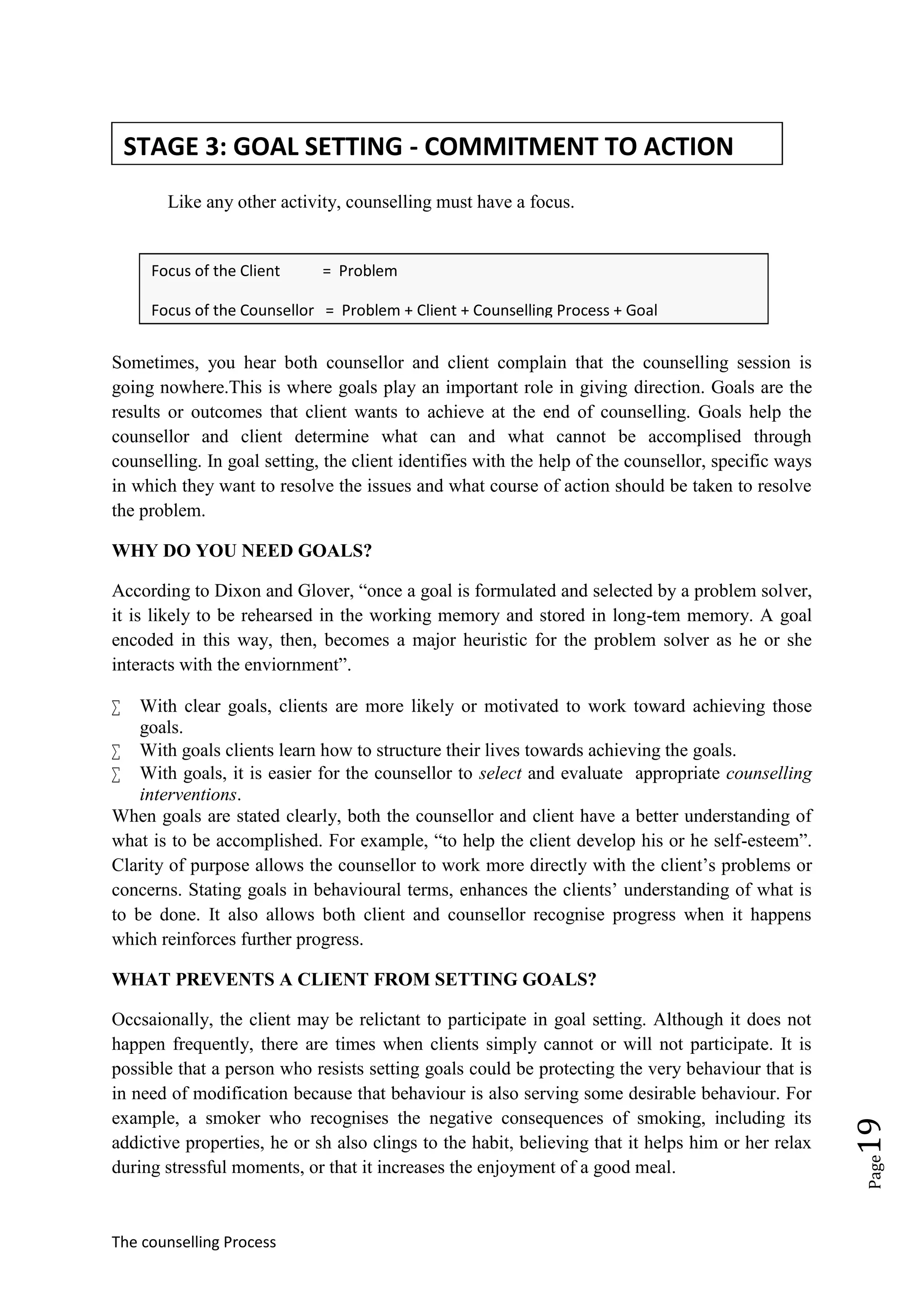The counselling process; Stages of the counselling process | PDF