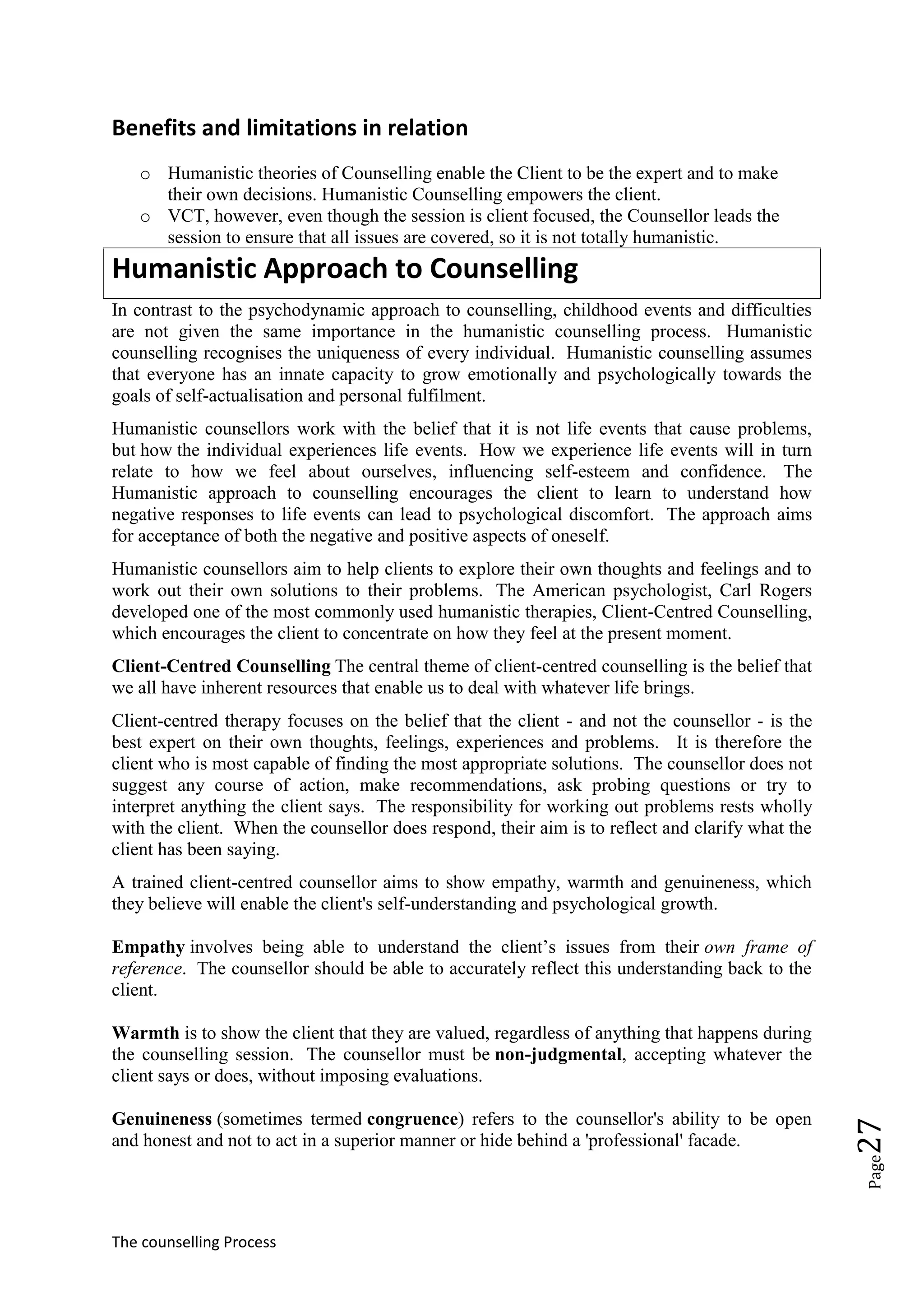 The counselling process; Stages of the counselling process | PDF