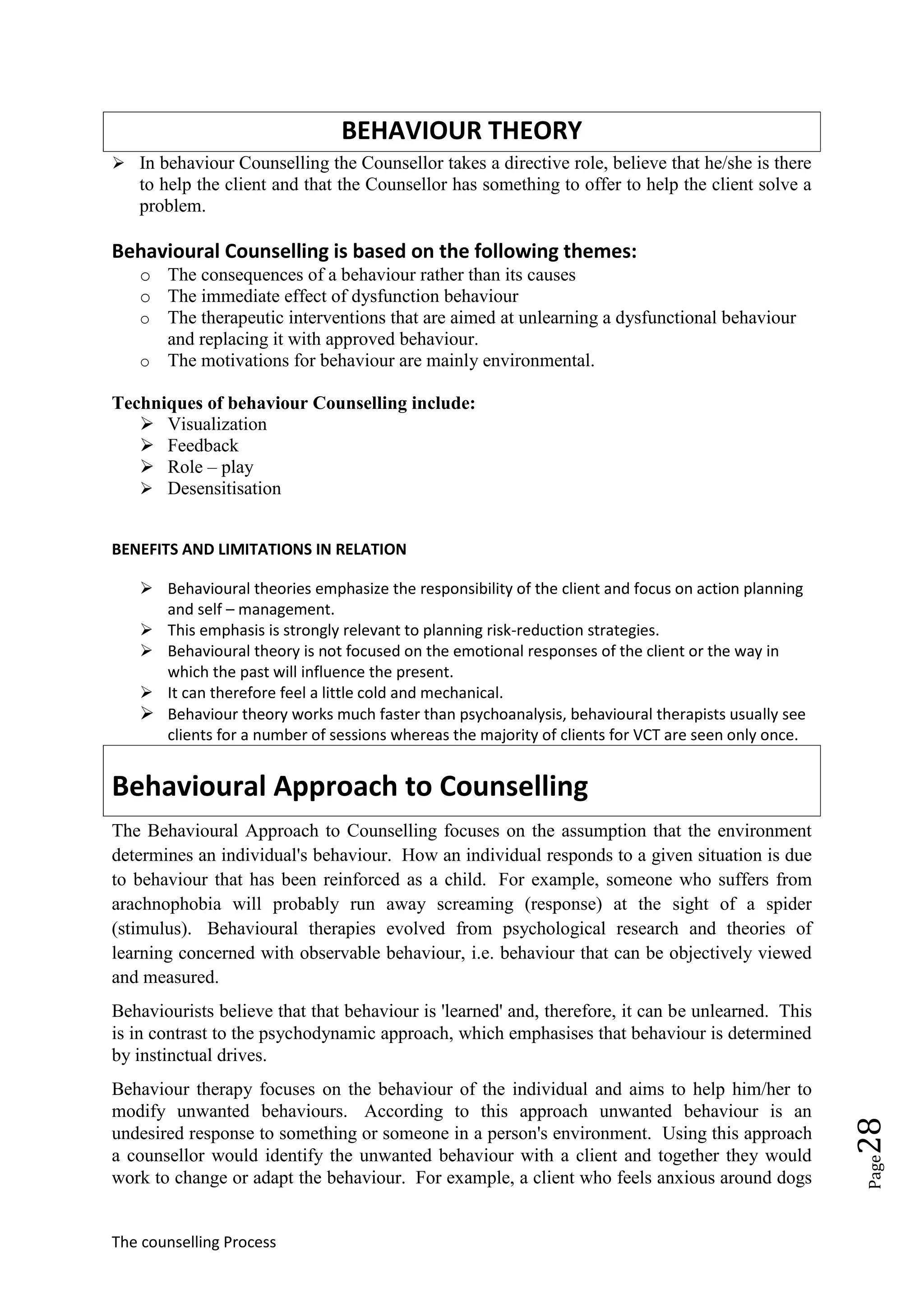 The counselling process; Stages of the counselling process | PDF