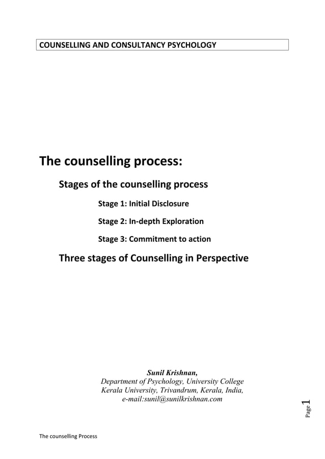 The counselling process; Stages of the counselling process | PDF