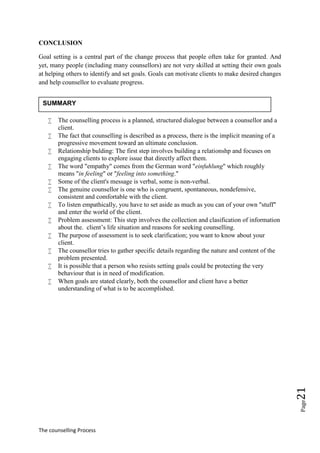 The counselling process; Stages of the counselling process | PDF