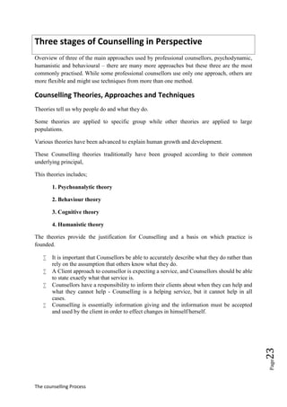 The counselling process; Stages of the counselling process | PDF