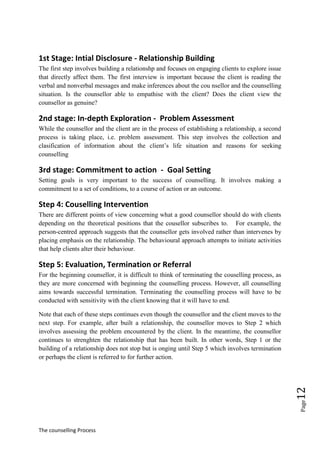 The counselling process - Stages of the counselling | PDF