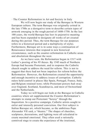 · The Counter Reformation in Art and Society in Italy .docx ...