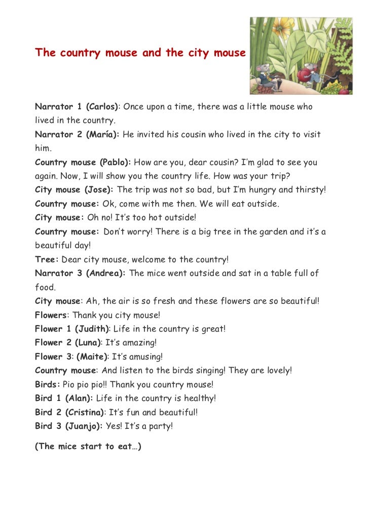 The country mouse and the city mouse 6ºb