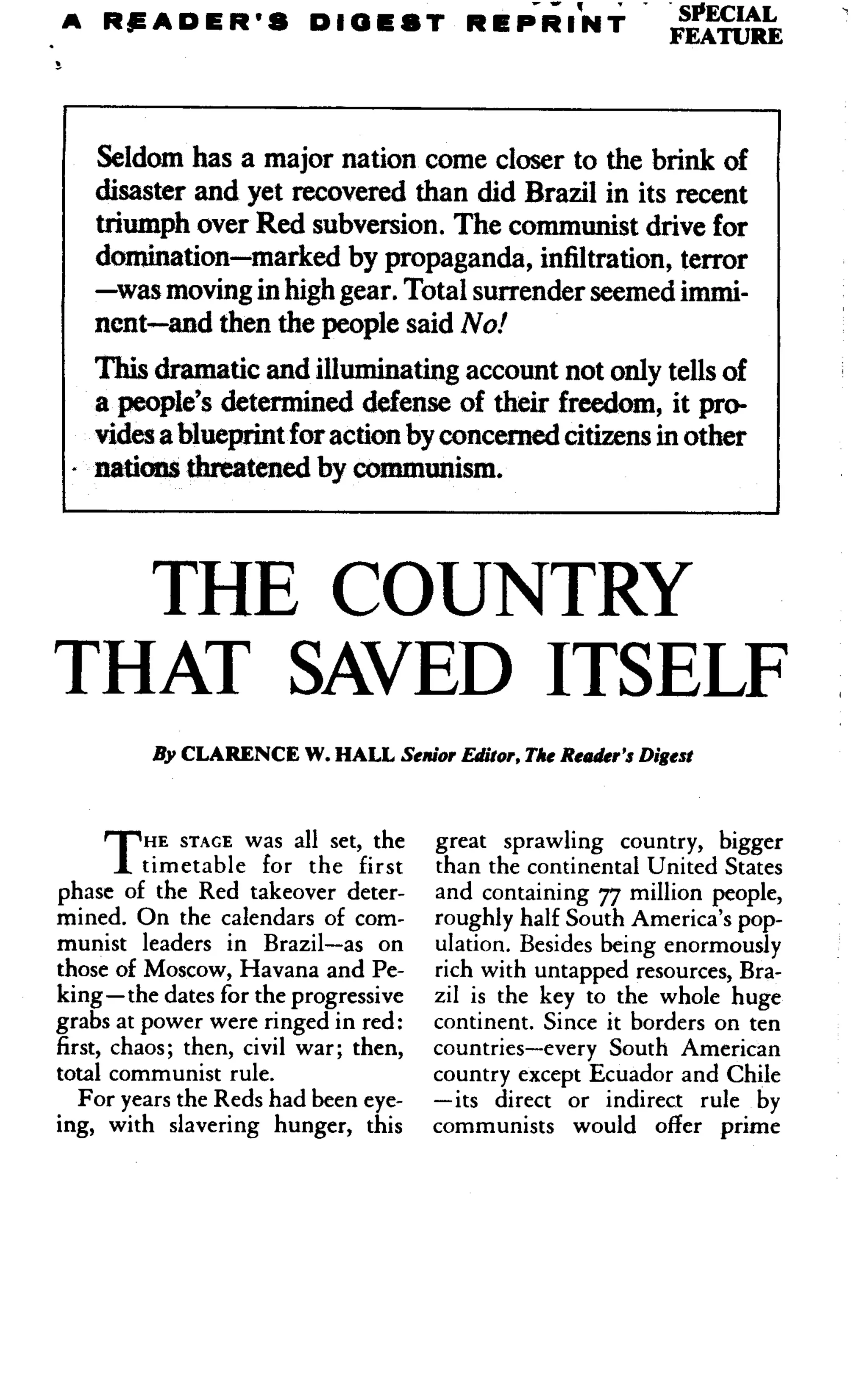 The country that_saved_itself-readers_digest-clarence_hall-1960s-24pgs ...
