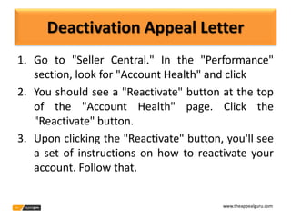 Amazon Seller Account Deactivation | PPT