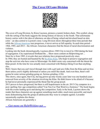 The Cover Of Long Division | PDF