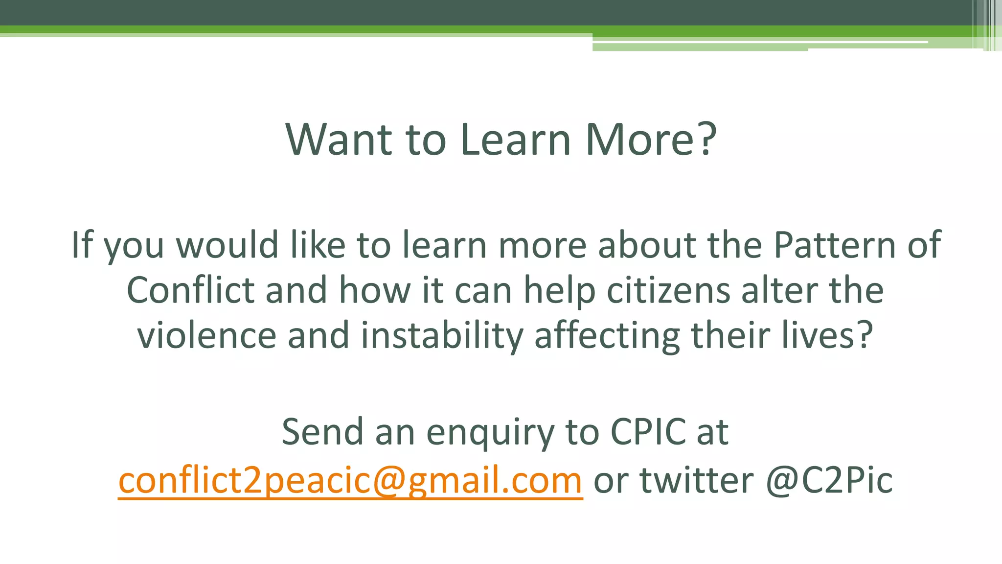 The cpic cycle of conflict indicator website version | PPT