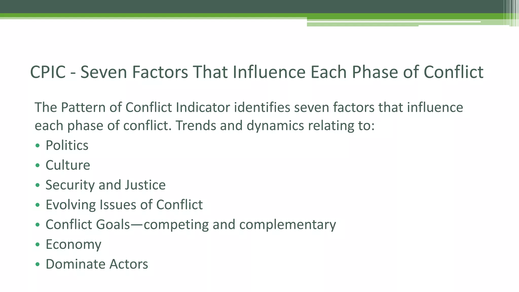 The cpic cycle of conflict indicator website version | PPT