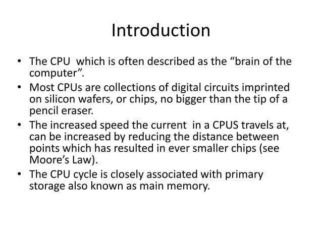 The cpu cycle | PPTX | Data Storage and Warehousing | Computing