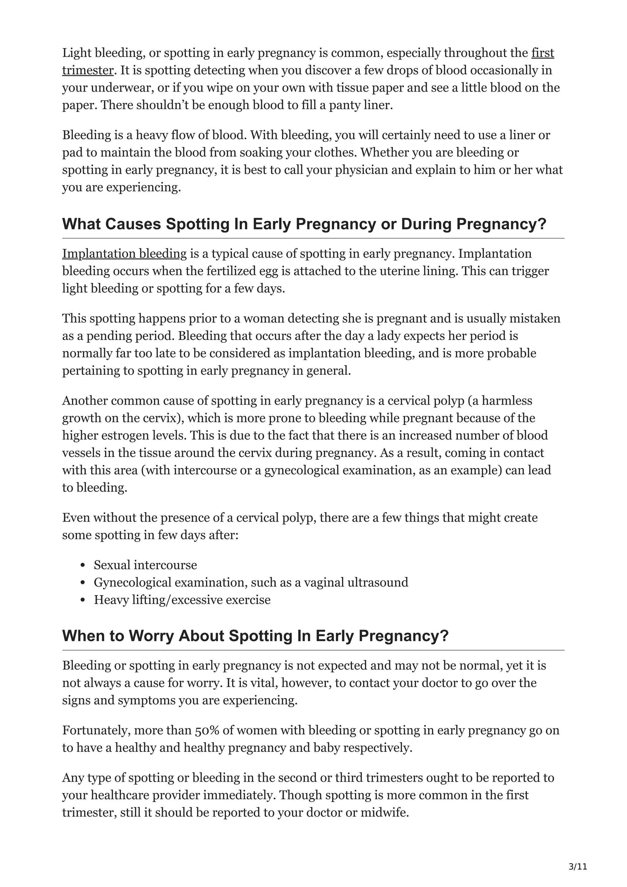 Spotting in early pregnancy | PDF