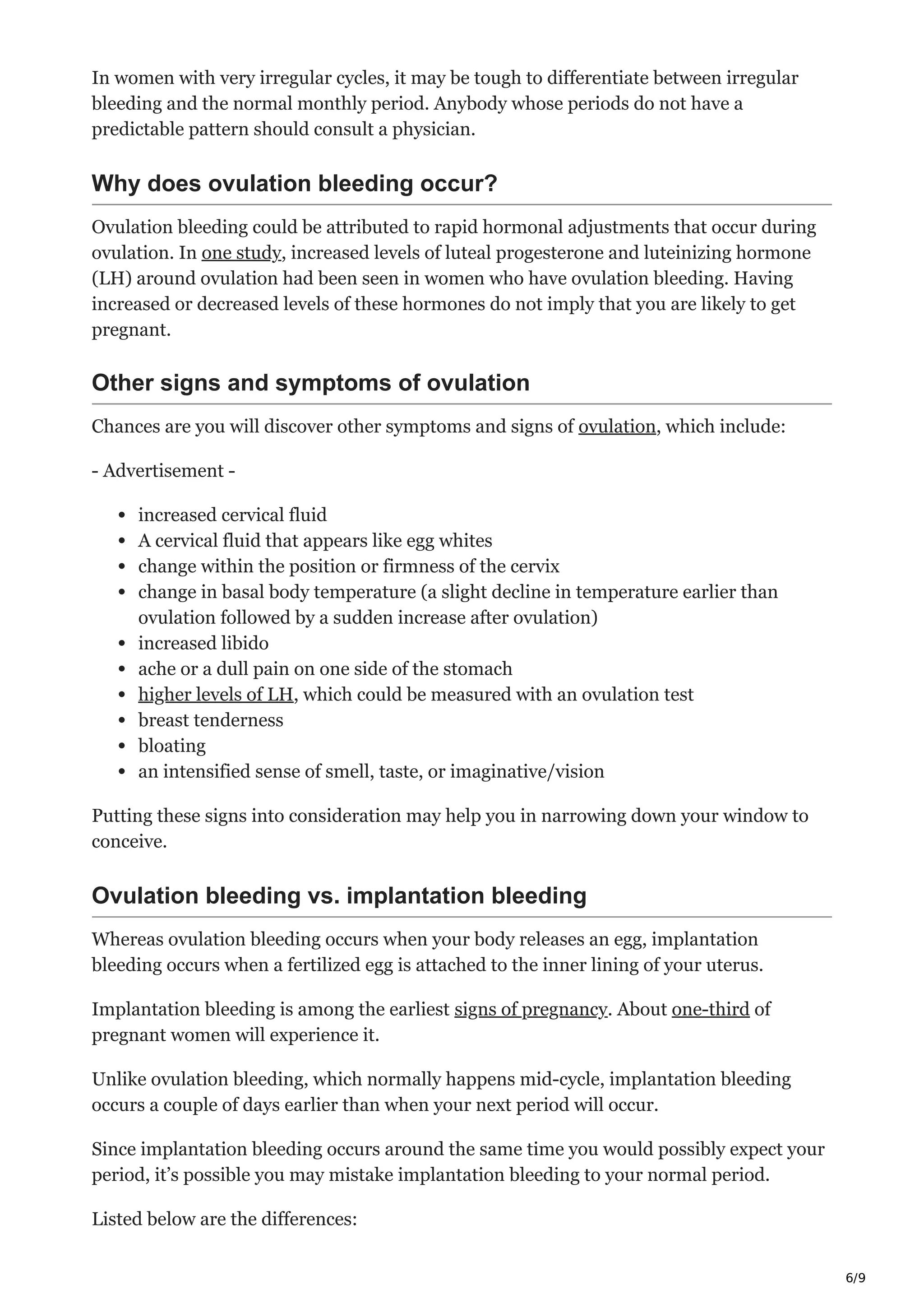 Ovulation bleeding 10 best symptoms to identify it | PDF