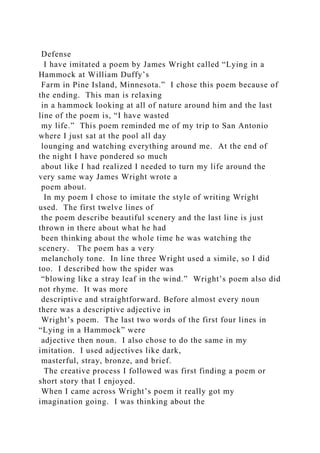 The Creative Assignment is in two parts(1)A pastiche, or a styl.docx