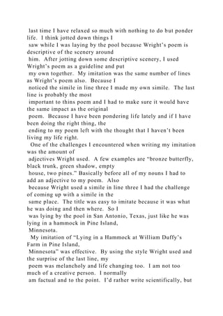 The Creative Assignment is in two parts(1)A pastiche, or a styl.docx