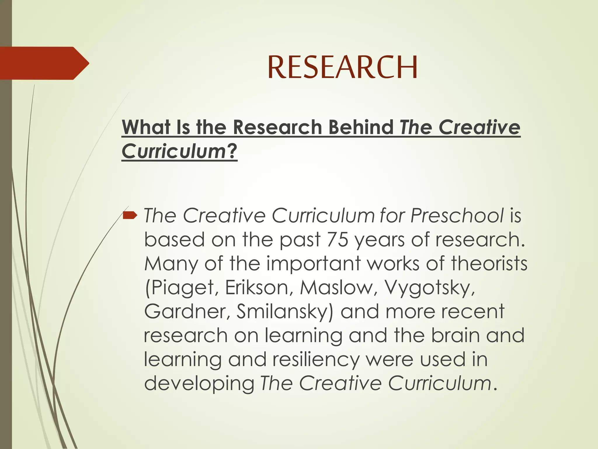 The Creative Curriculum Model (Diane Trister Dodge, 1988) | PPTX
