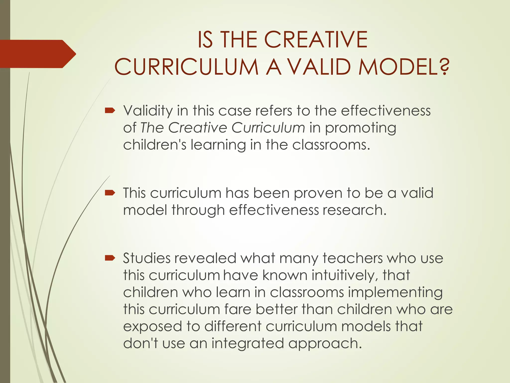 The Creative Curriculum Model (Diane Trister Dodge, 1988) | PPTX