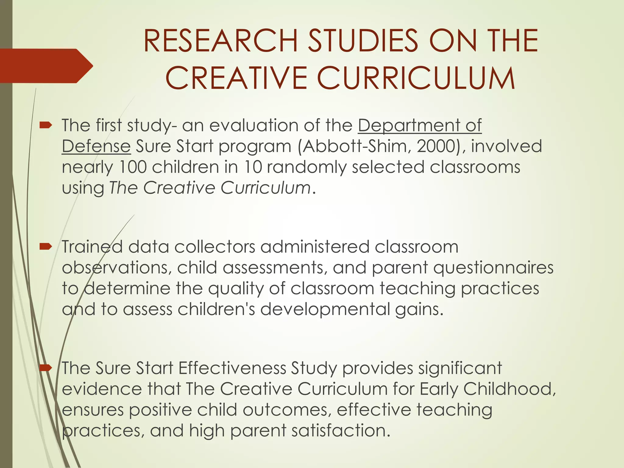 The Creative Curriculum Model (Diane Trister Dodge, 1988) | PPTX