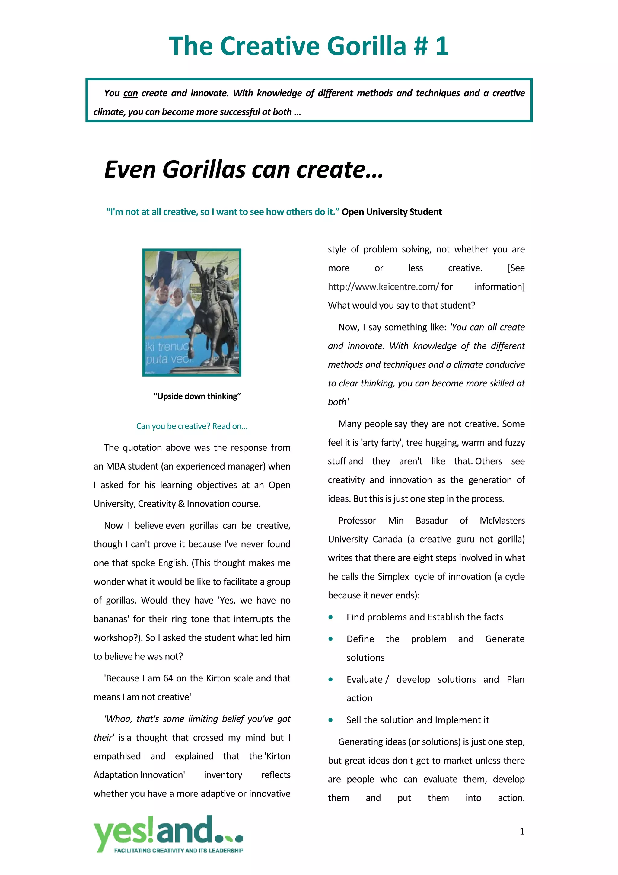 Creative Gorilla #1 ~ Gorillas Can Create Too | PDF
