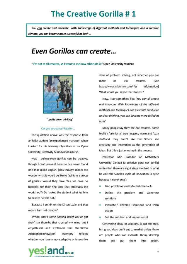 Creative Gorilla #1 ~ Gorillas Can Create Too | PDF