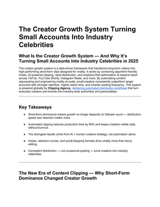 The Creator Growth System Turning Small Accounts Into Industry ...