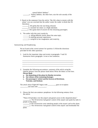 The crew of flight 847 | DOCX | Terrorism | Sensitive Topics