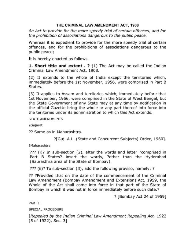 The criminal law amendment act, 1908 | DOC