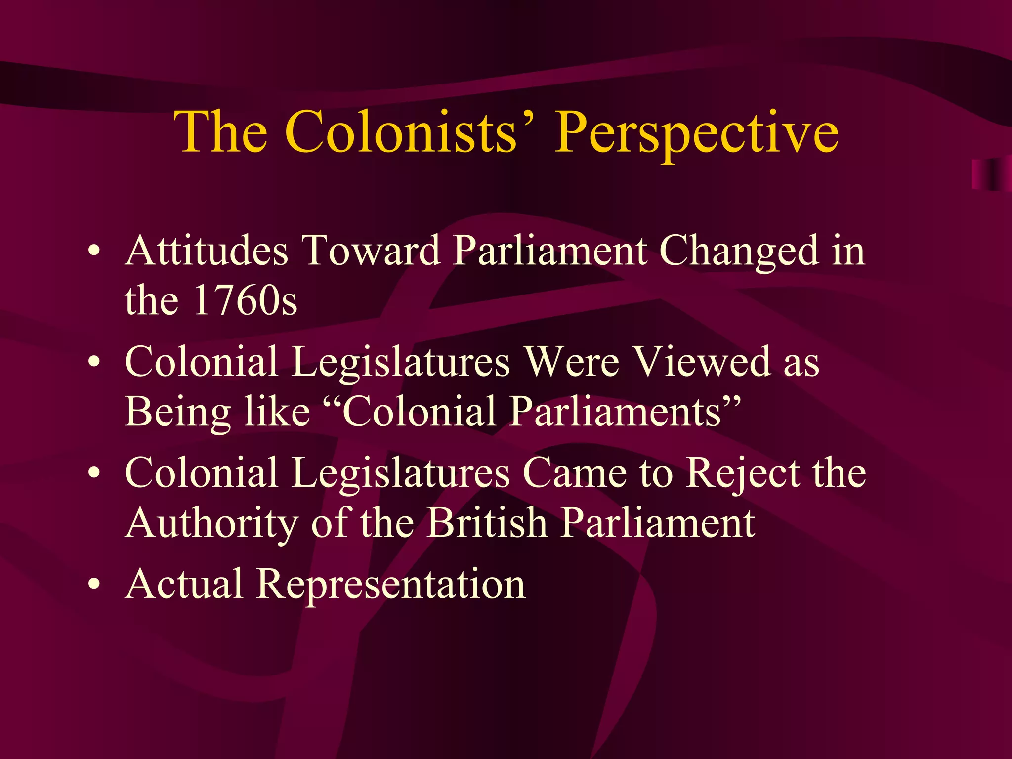 The crisis in the colonies | PPT