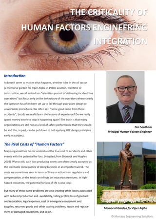 THE CRITICALITY OF HUMAN FACTORS ENGINEERING INTEGRATION | PDF