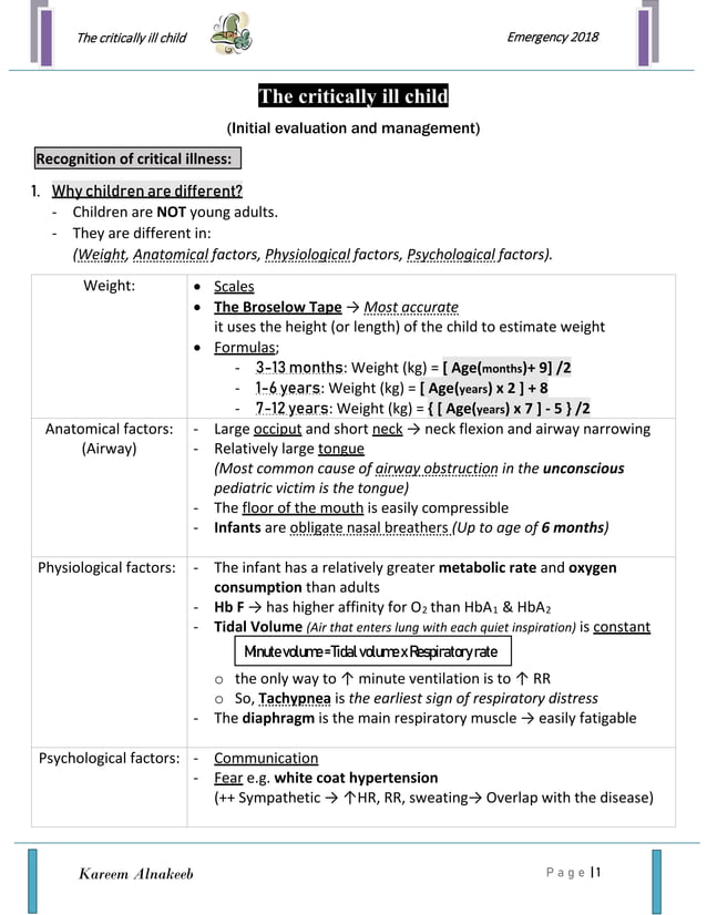 The critically ill child; Pediatrics 2018 | PDF