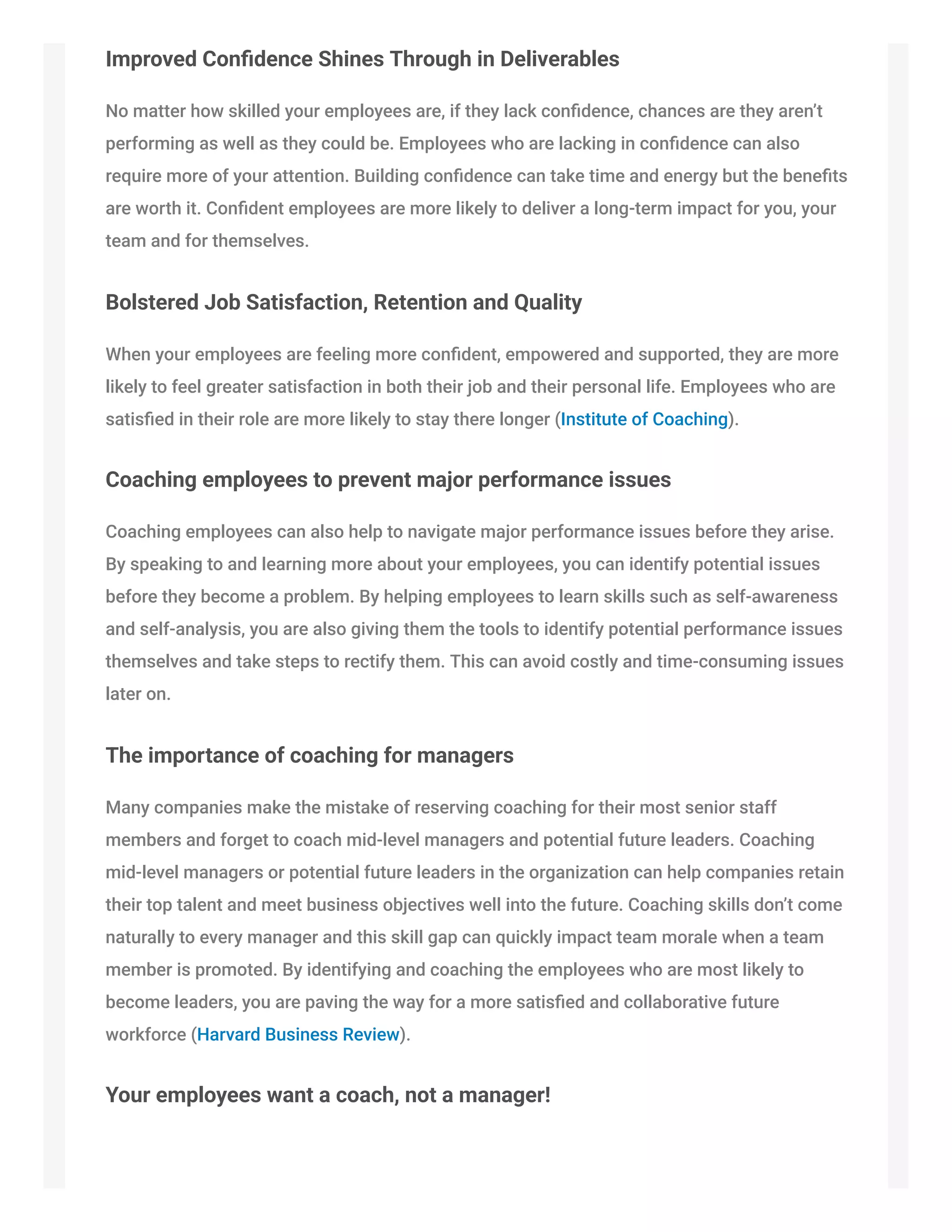 The Critical Role Coaching Plays in Developing Your Employees | PDF