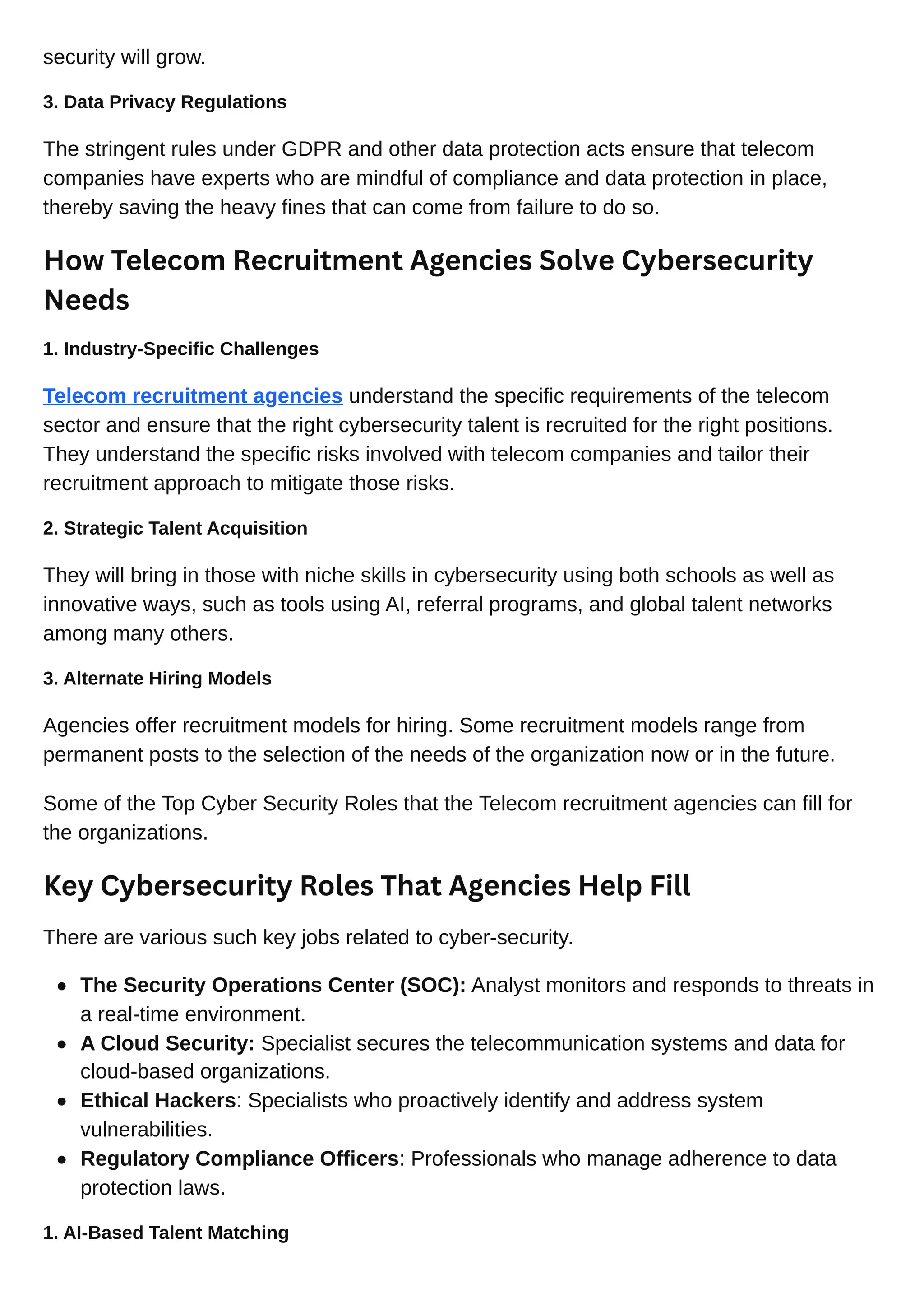 The Critical Role of Telecom Recruitment Agencies in Cybersecurity ...