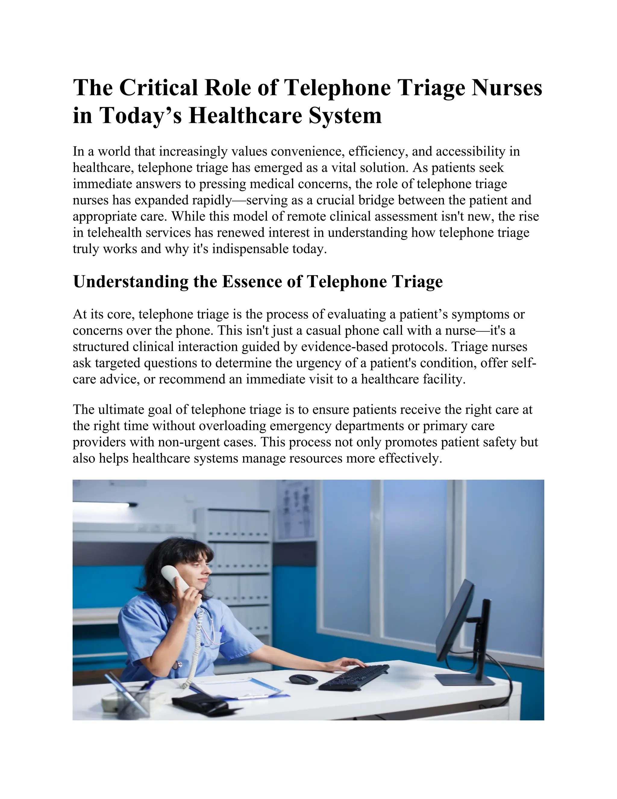 The Critical Role of Telephone Triage Nurses in Today.docx