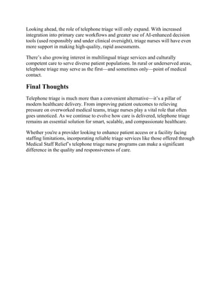 The Critical Role of Telephone Triage Nurses in Today.docx