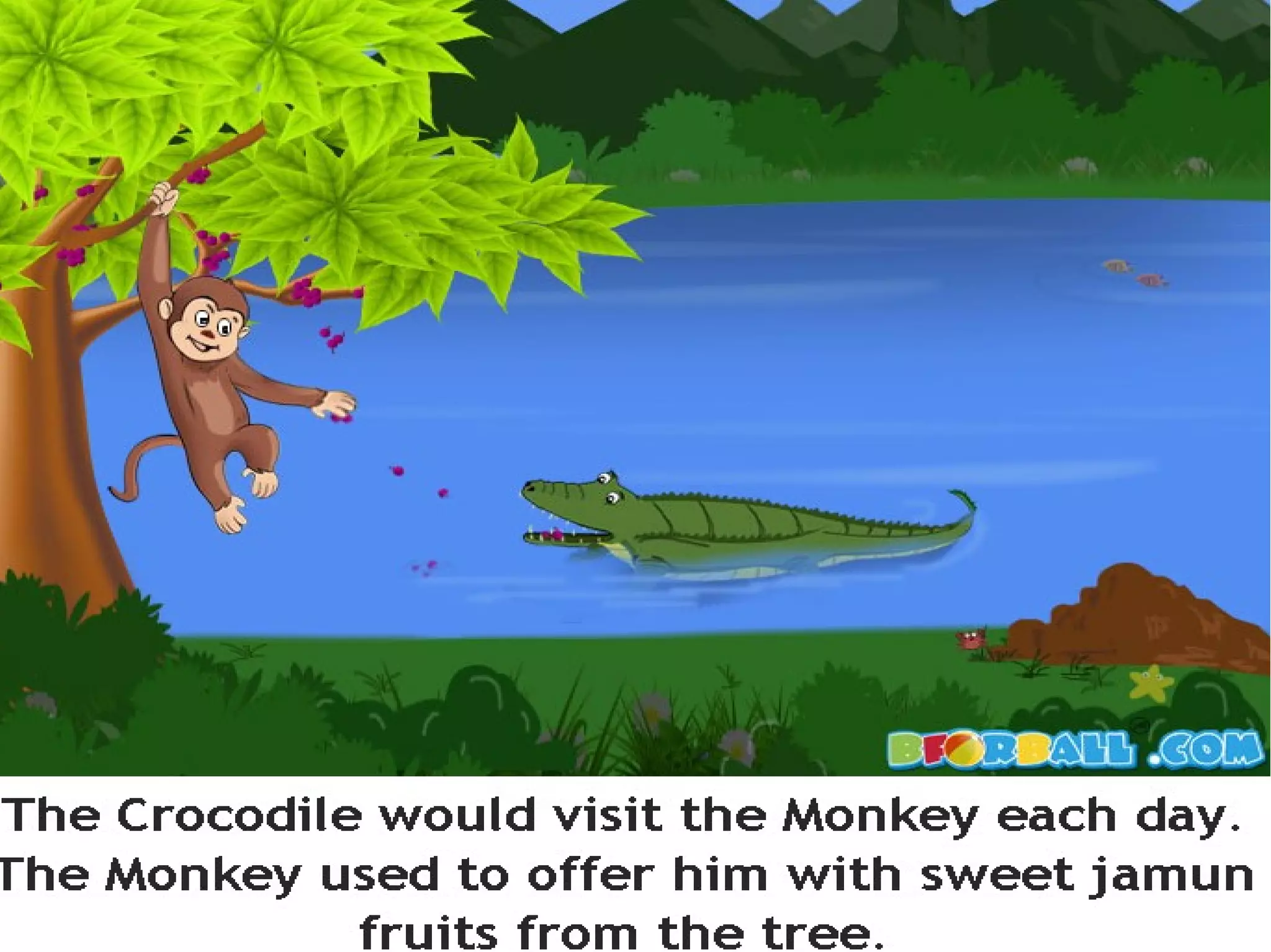 The Crocodile and The Monkey Story with Pictures | PPT